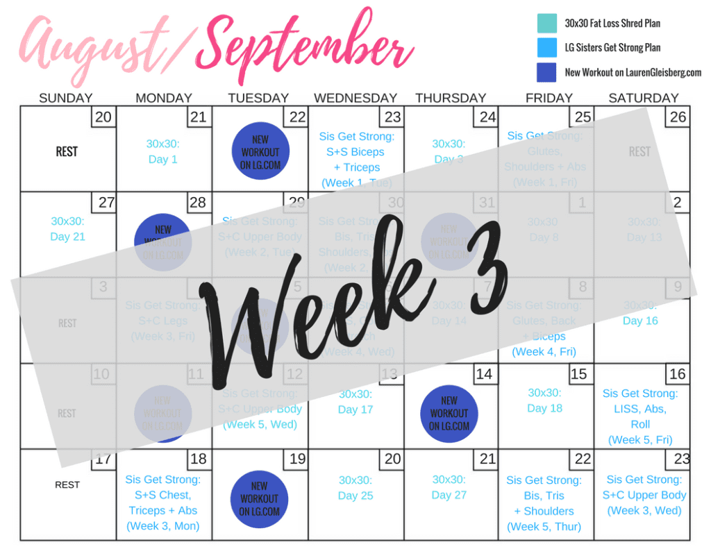 Calendar Fitness Plan Week 3 - Lauren Gleisberg