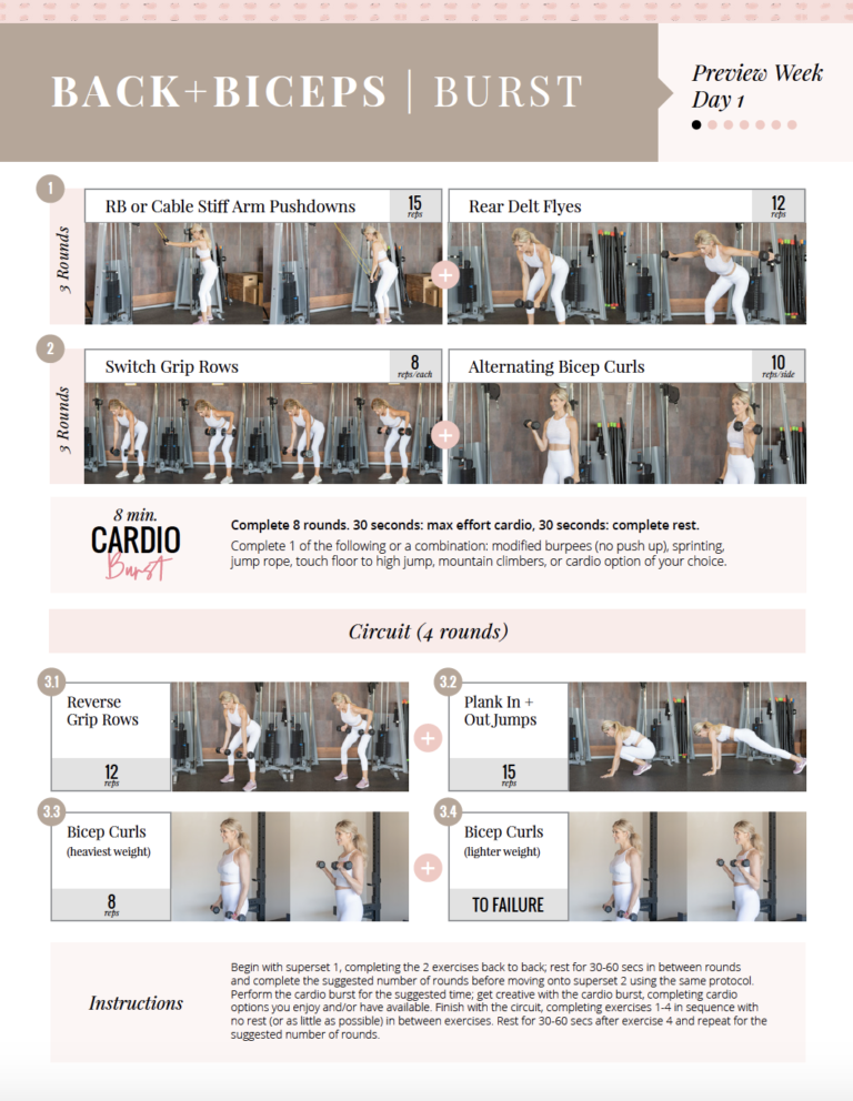 Fall Challenge Sample Workout: Back + Biceps (Day 1) - Lauren Gleisberg