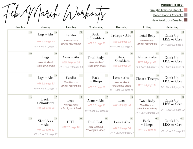 Workout Calendar Plan + Sitewide Sale - Lauren Gleisberg